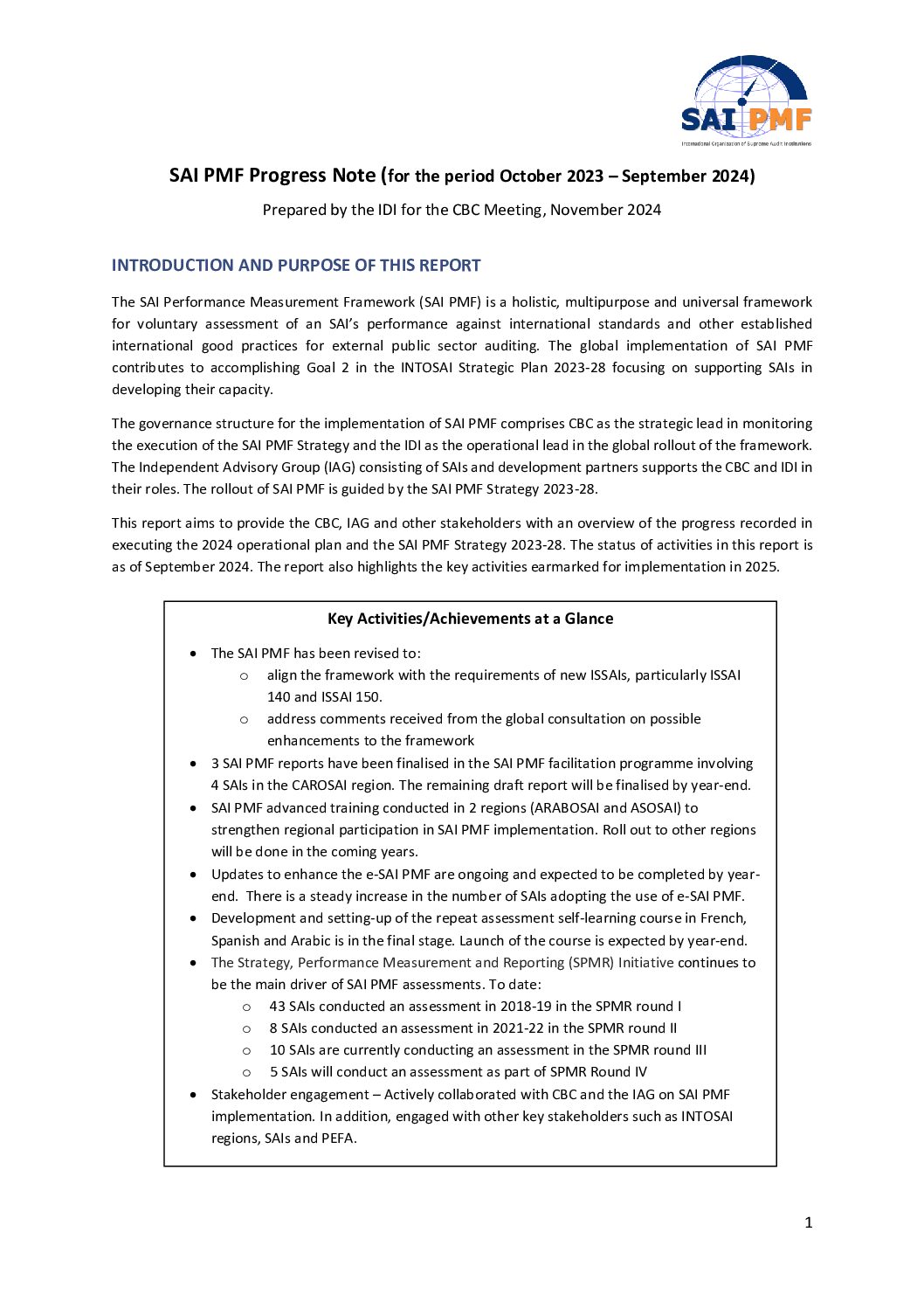 INTOSAI Capacity Building Committee | 5. SAI PMF implementation ...